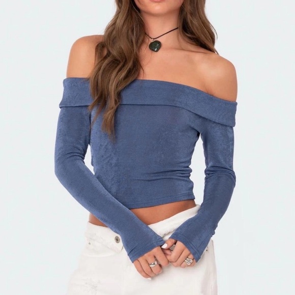 Edikted | Tops | Edikted Navy Blue Top With Pink Label | Poshmark